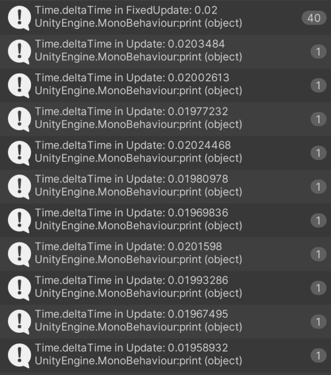[Unity] UpdateとFixedUpdateにおけるTime.deltaTimeの実行結果 - JoyPlotドキュメント